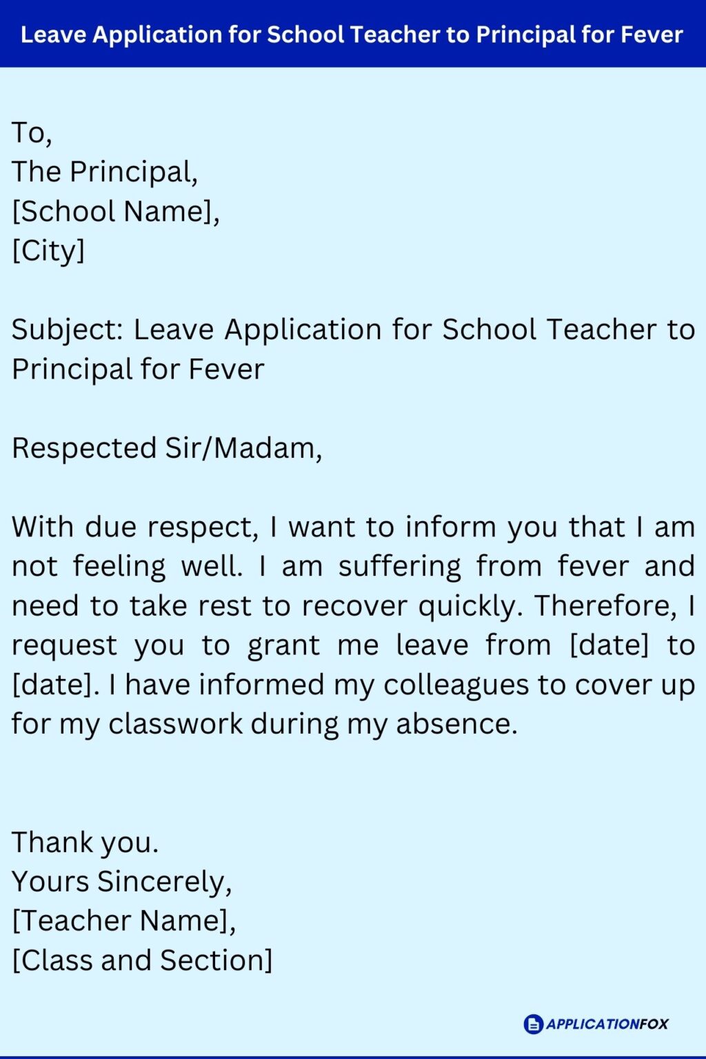 (13 Samples) Leave Application for School Teacher to Principa