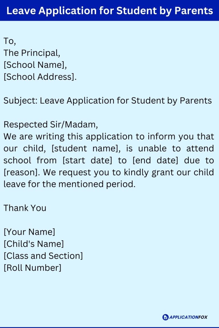 (7 Samples) Leave Application for Student
