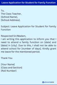 (7 Samples) Leave Application for Student