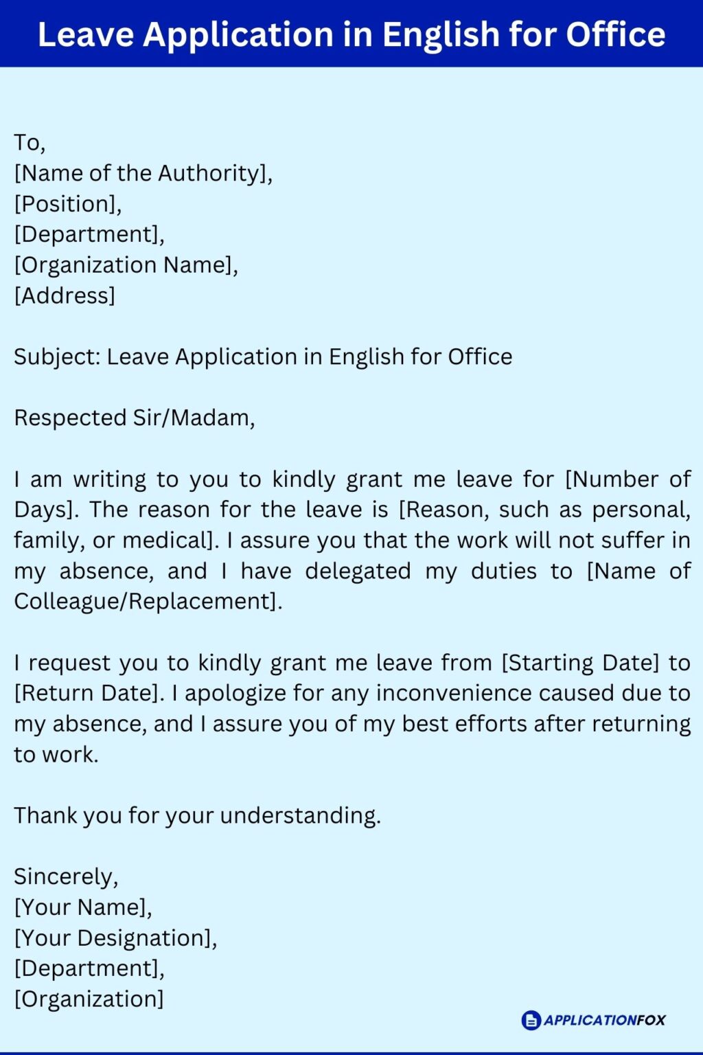 (13+ Samples) Leave Application in English