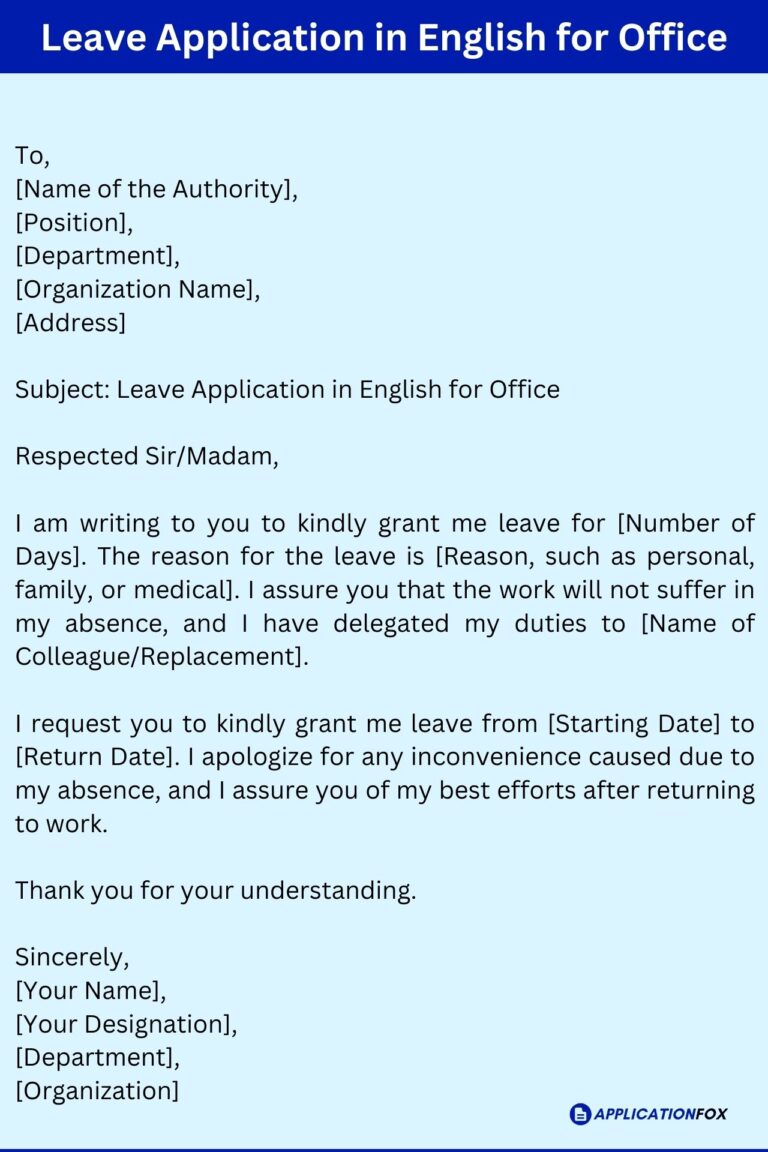 (13+ Samples) Leave Application in English