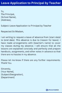 (11+ Samples) Leave Application to Principal