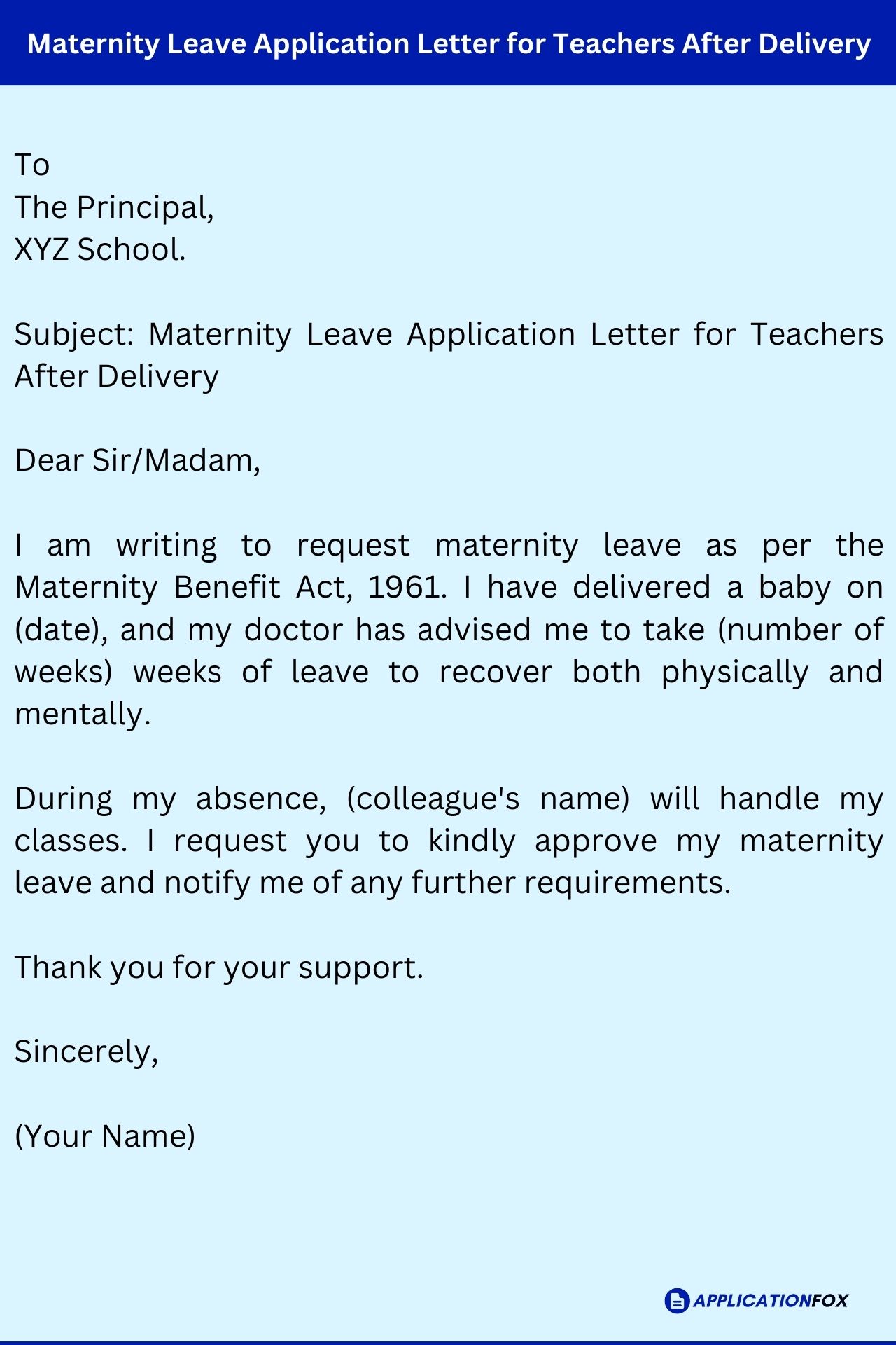 (7+ Samples) Maternity Leave Application for Teachers