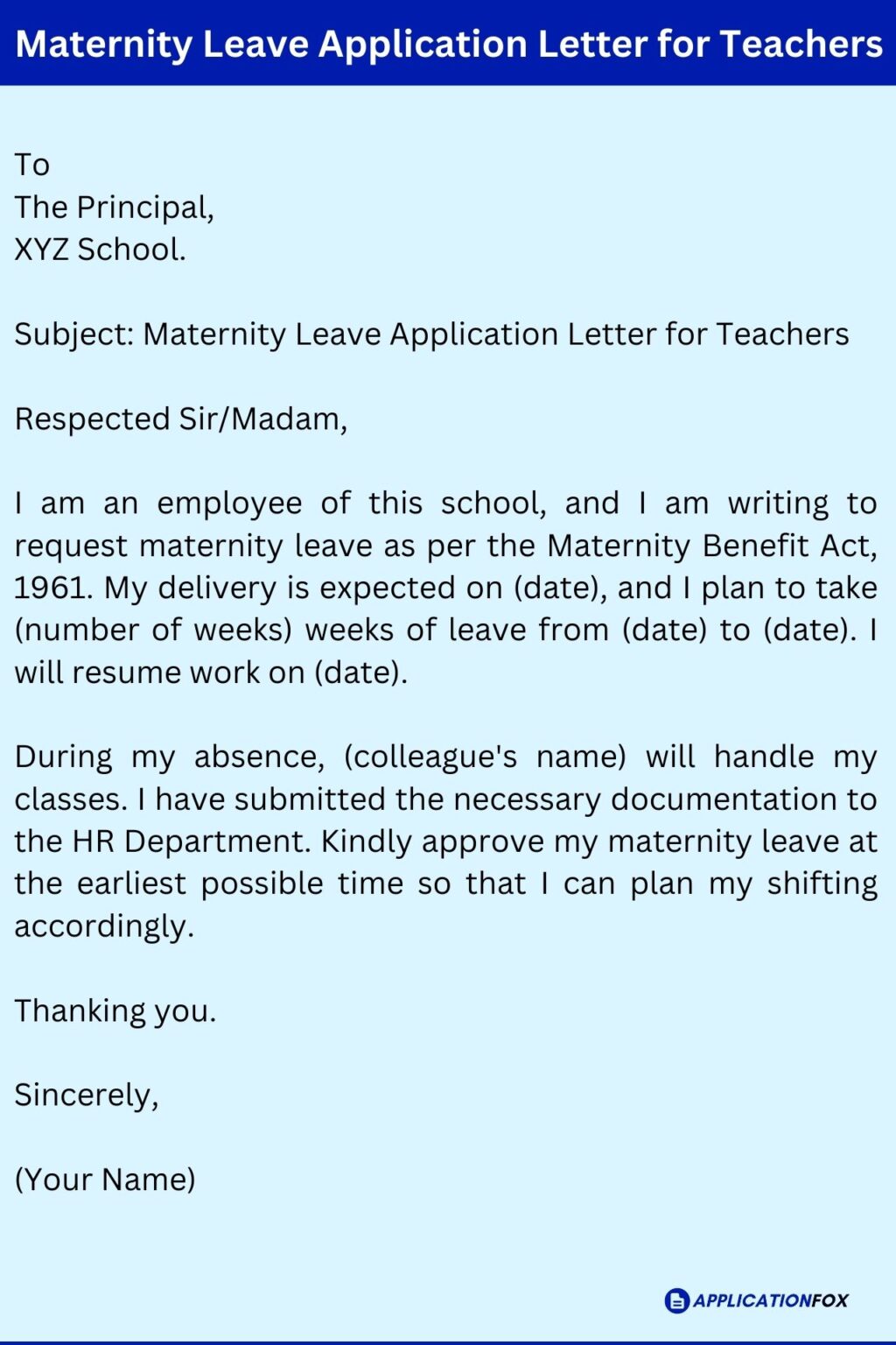 (7+ Samples) Maternity Leave Application for Teachers