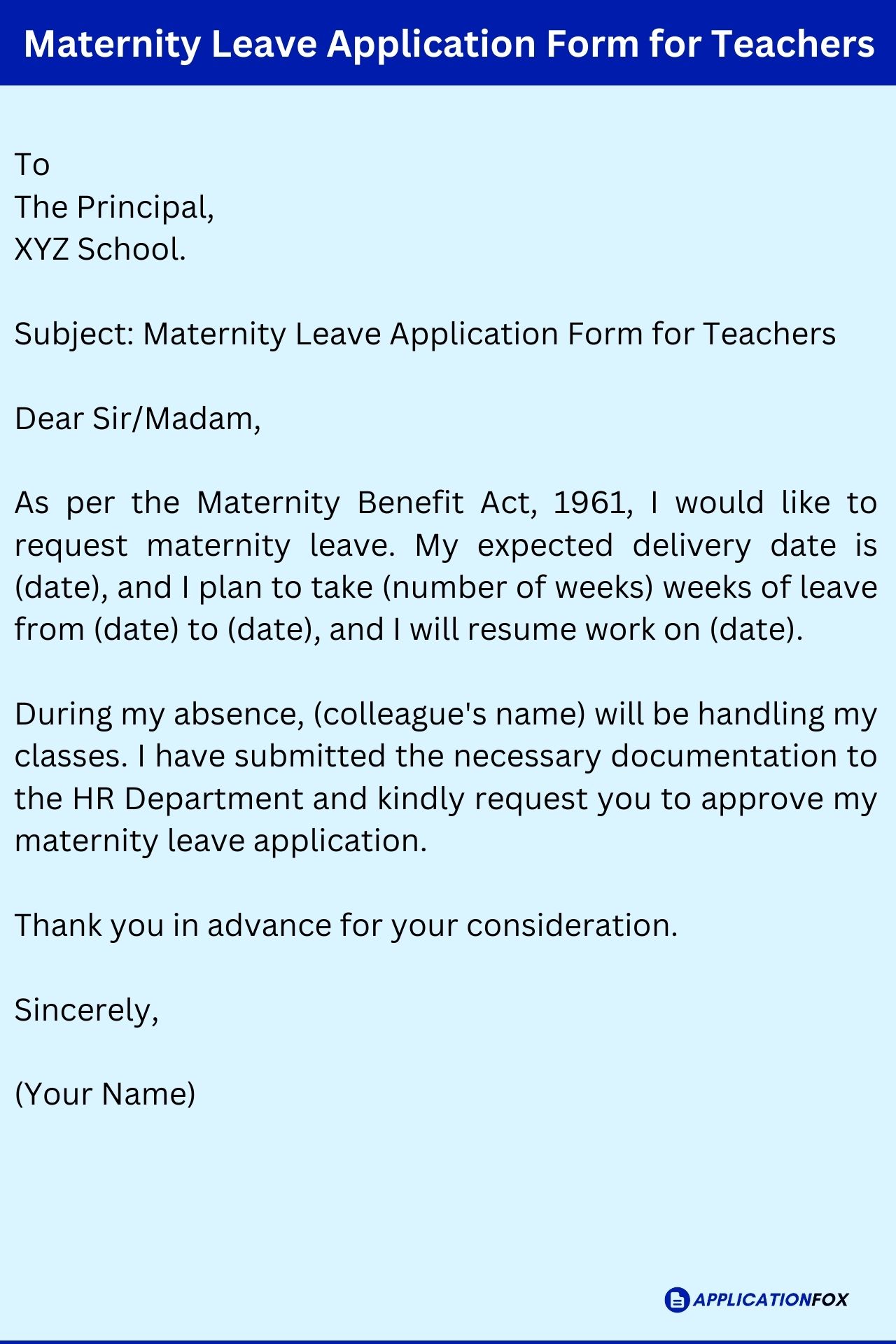 (7+ Samples) Maternity Leave Application for Teachers