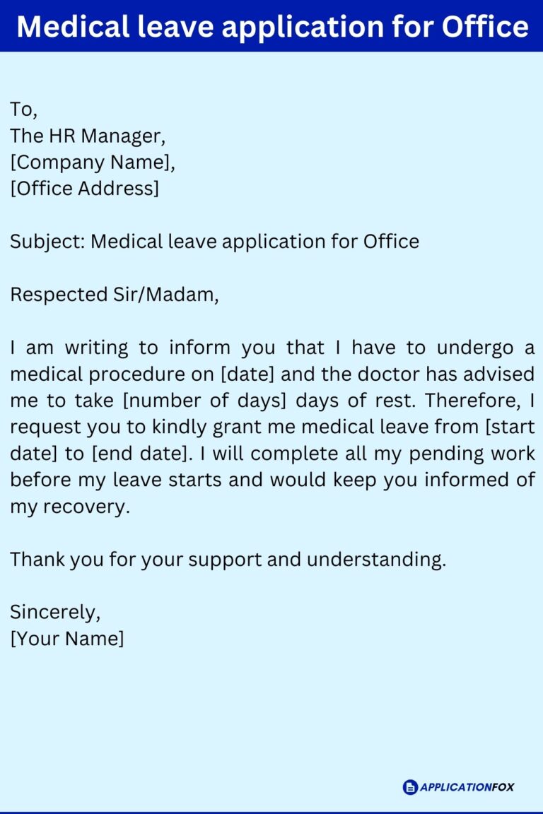 (13 Samples) Leave Application for Office - ApplicationFox