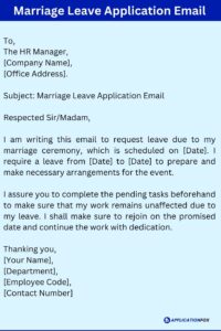 (9 Samples) Marriage Leave Application