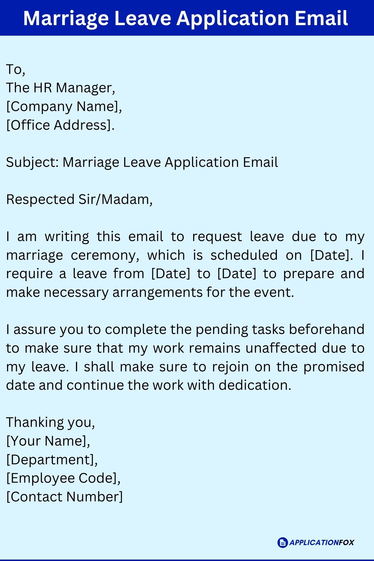 (9 Samples) Marriage Leave Application