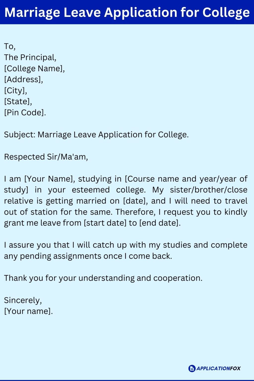 (9 Samples) Leave Application for College