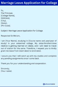 (9 Samples) Leave Application for College