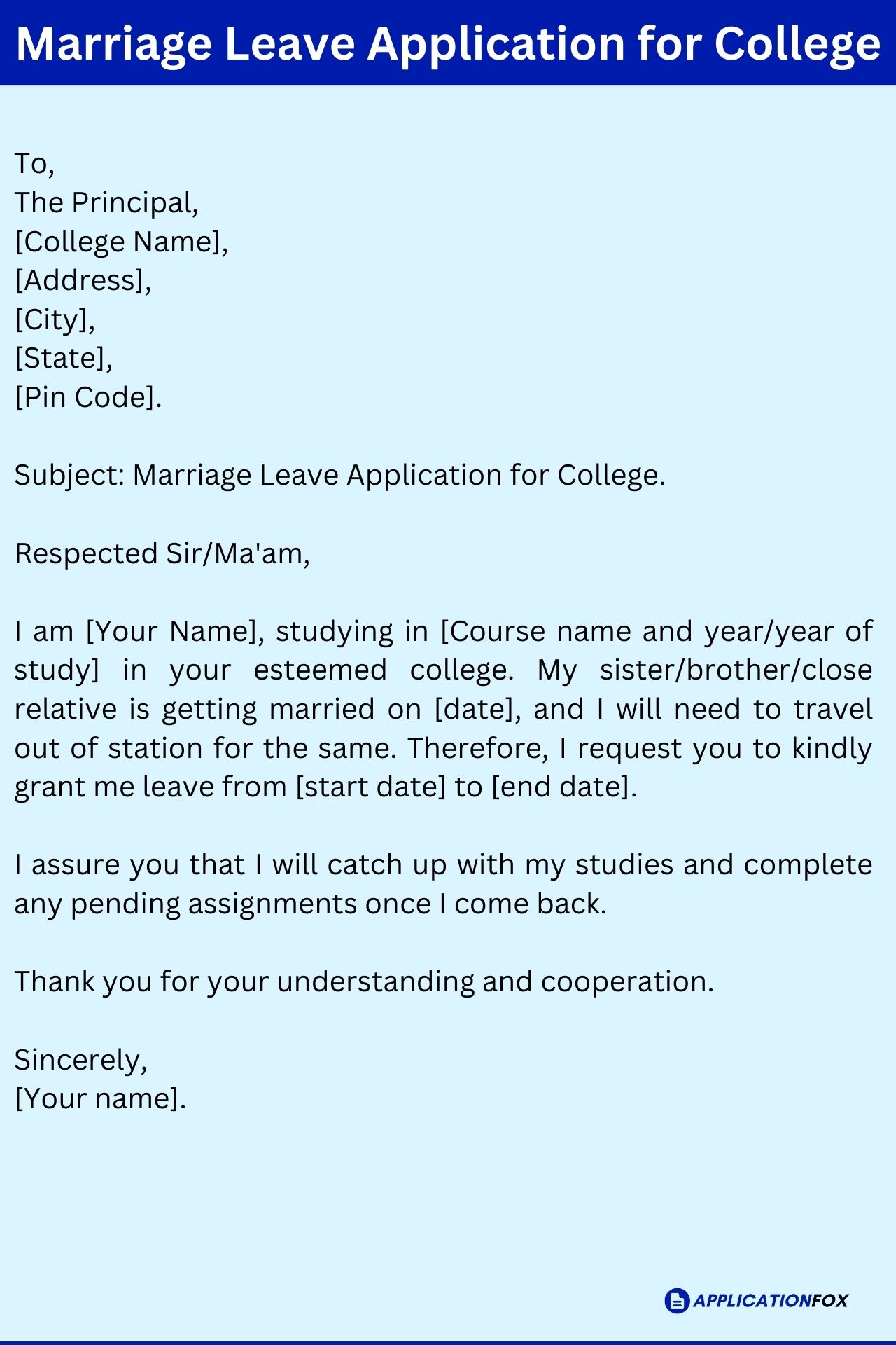 (9 Samples) Leave Application for College