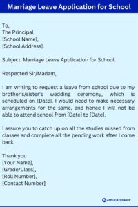 (9 Samples) Marriage Leave Application