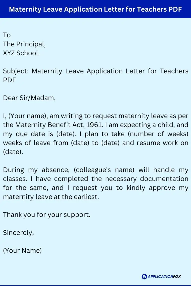 (7+ Samples) Maternity Leave Application for Teachers