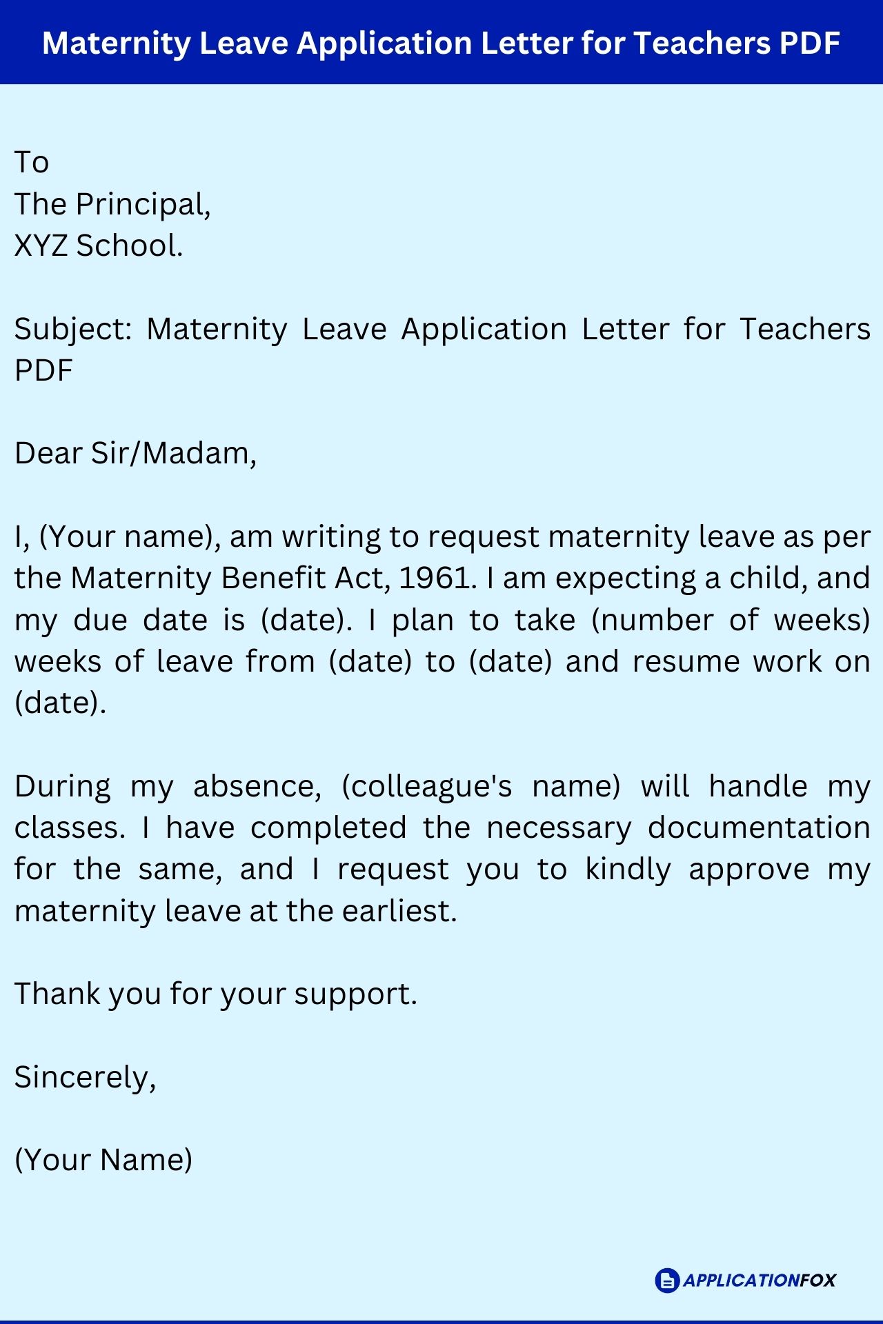 (7+ Samples) Maternity Leave Application for Teachers