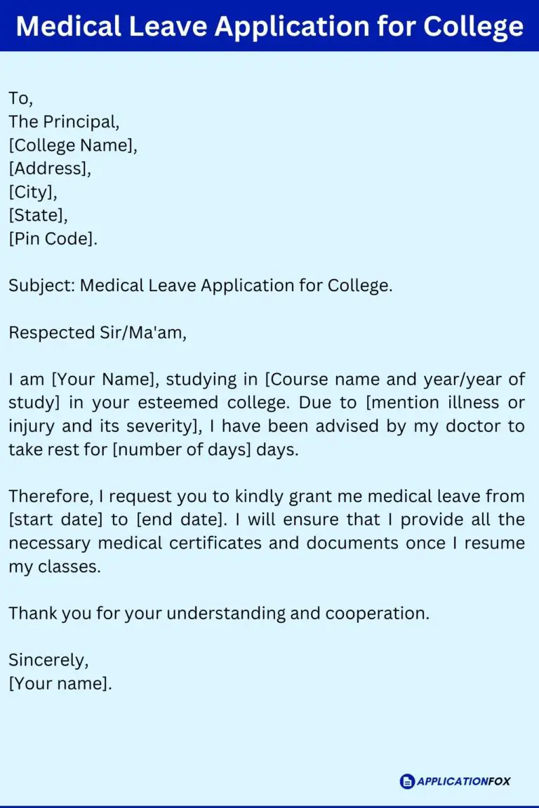 (9 Samples) Leave Application for College
