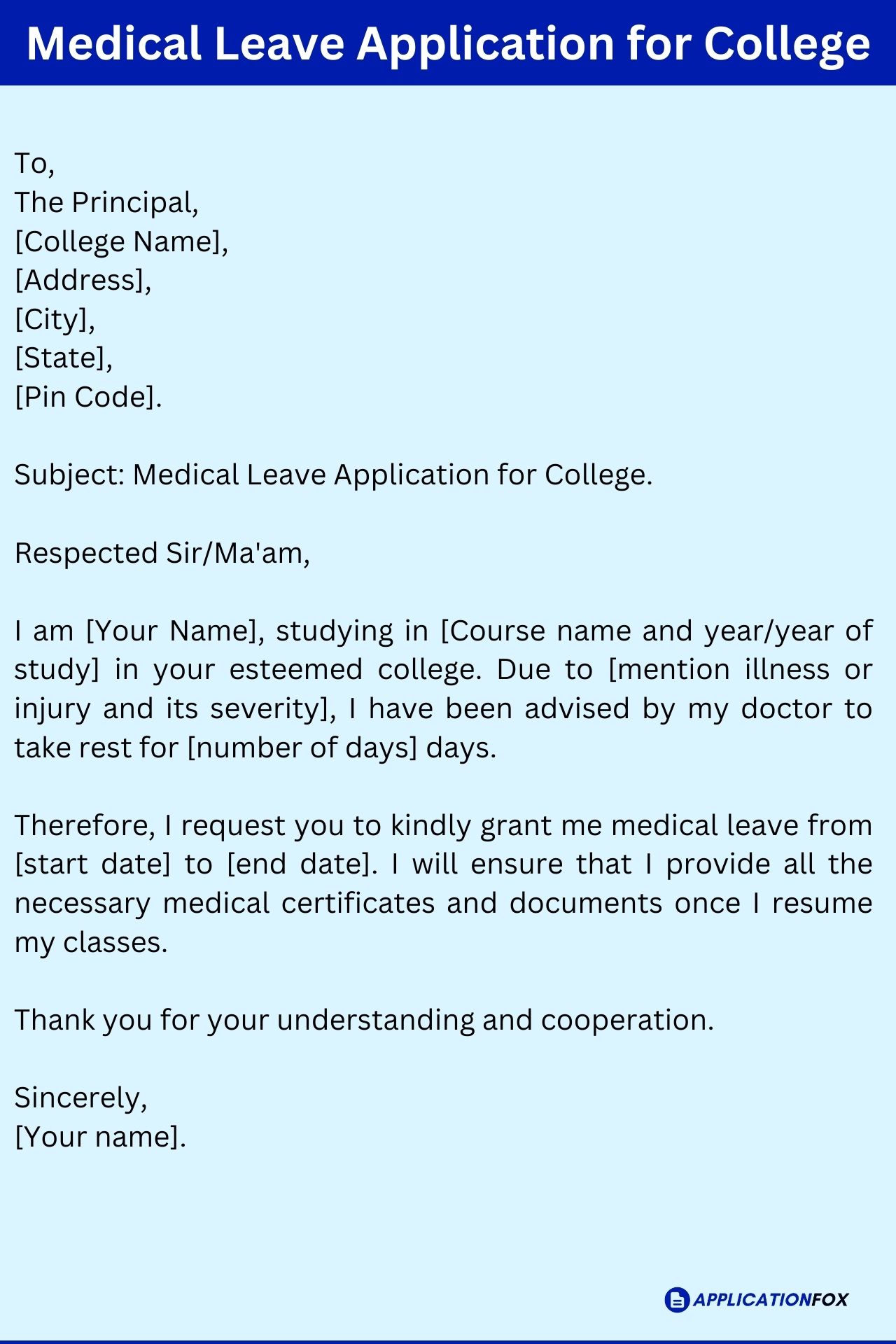 (9 Samples) Leave Application for College