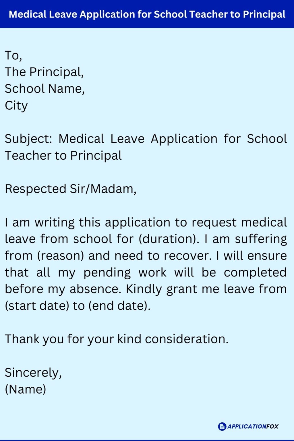 (5 Samples) Medical Leave Application for School