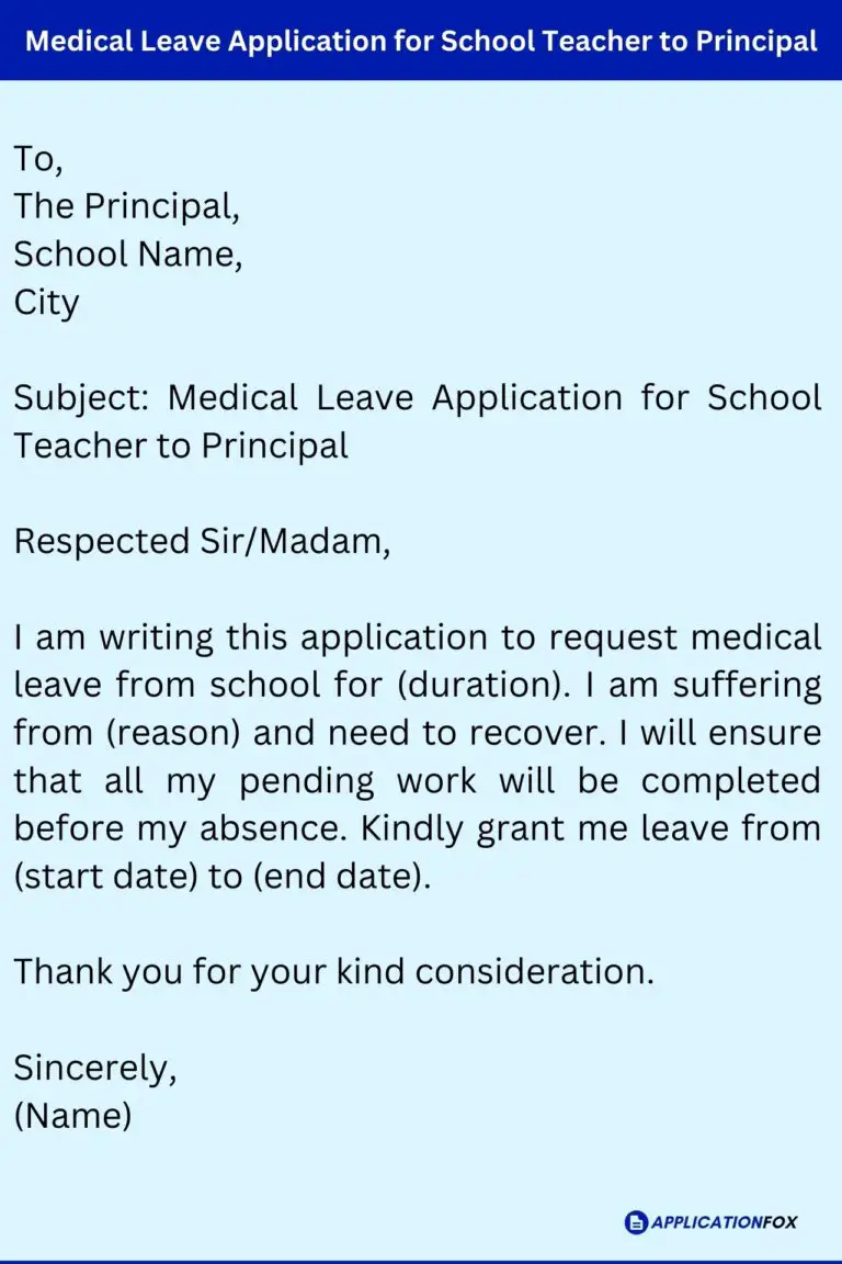 (5 Samples) Medical Leave Application for School