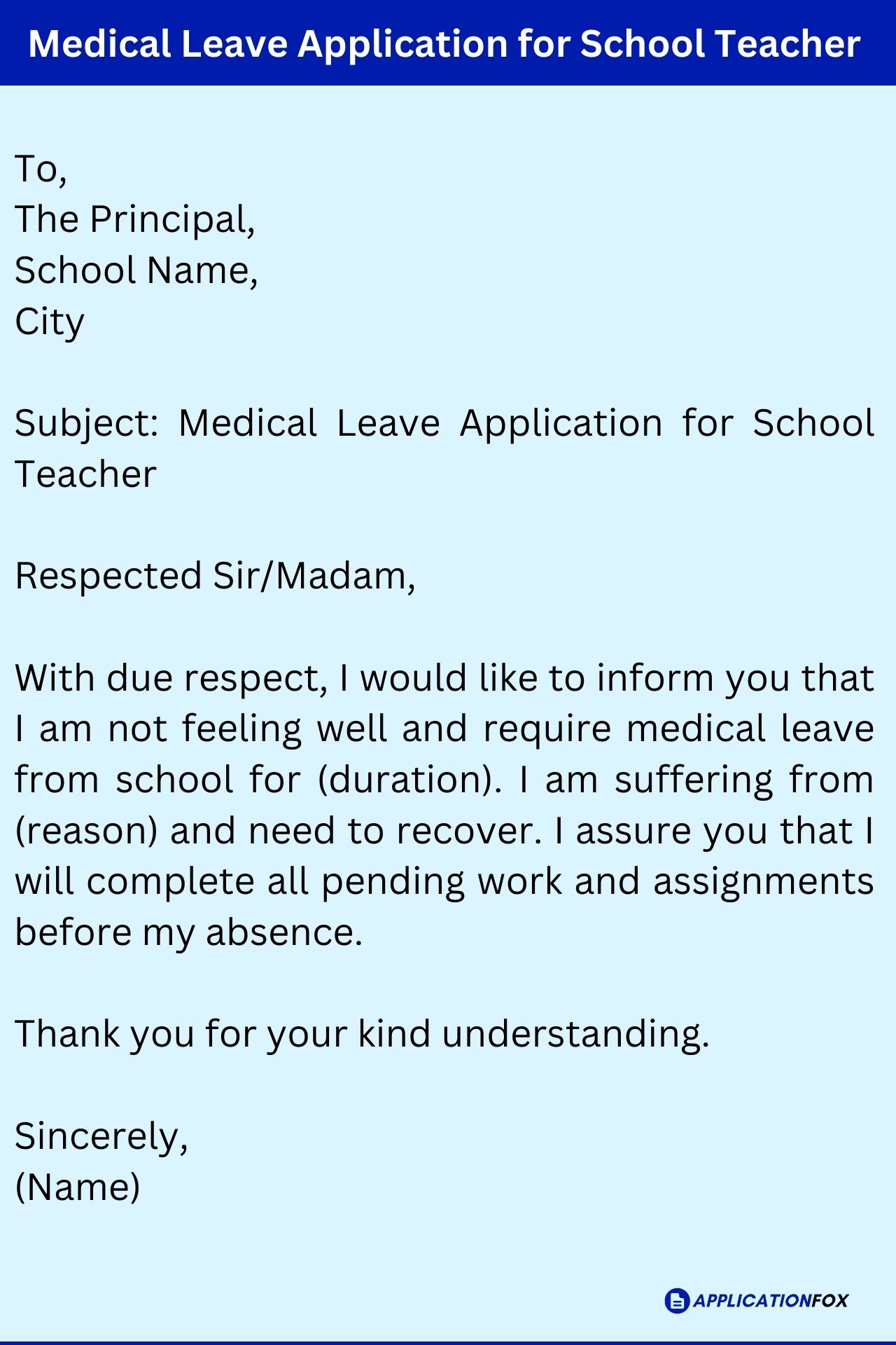 (5 Samples) Medical Leave Application for School