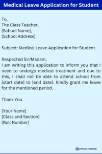 (7 Samples) Leave Application for Student