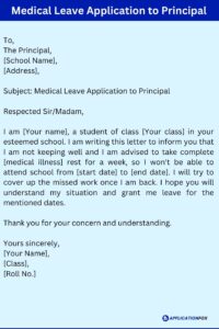 (11+ Samples) Leave Application to Principal