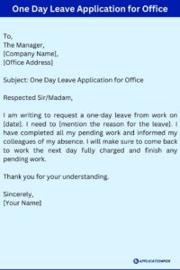 (13 Samples) Leave Application for Office - ApplicationFox