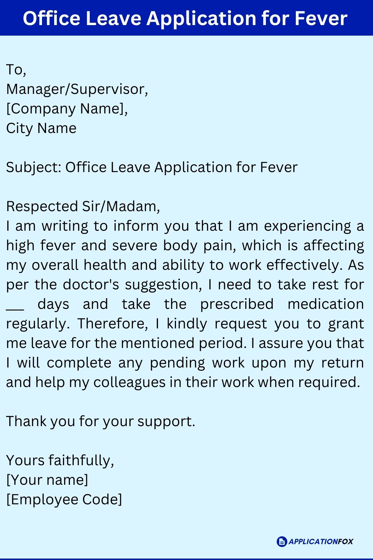 (9 Samples) Leave Application for Fever