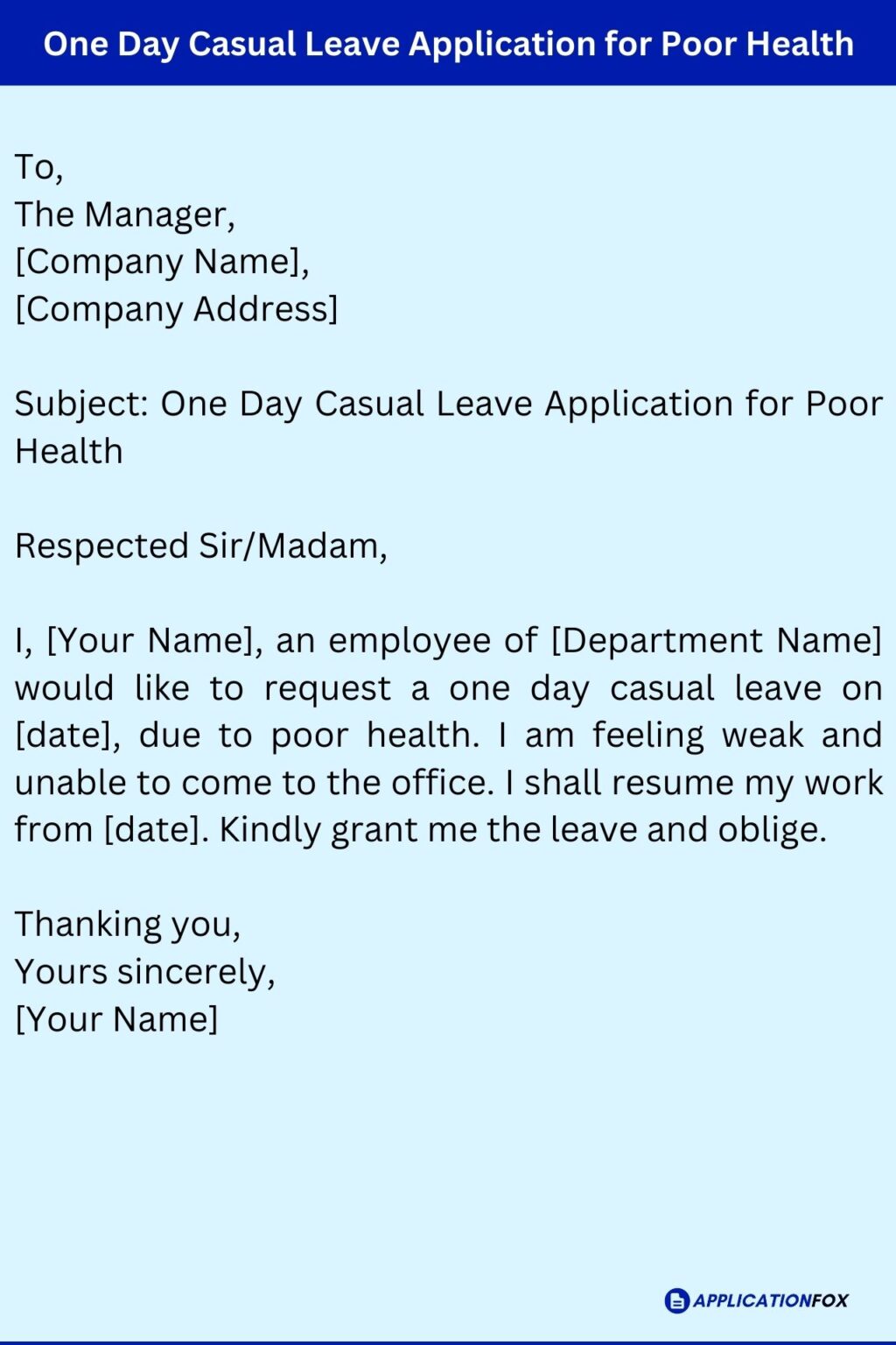 (5+ Samples) One Day Casual Leave Application