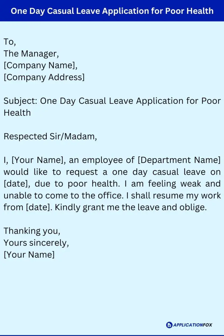 (5+ Samples) One Day Casual Leave Application