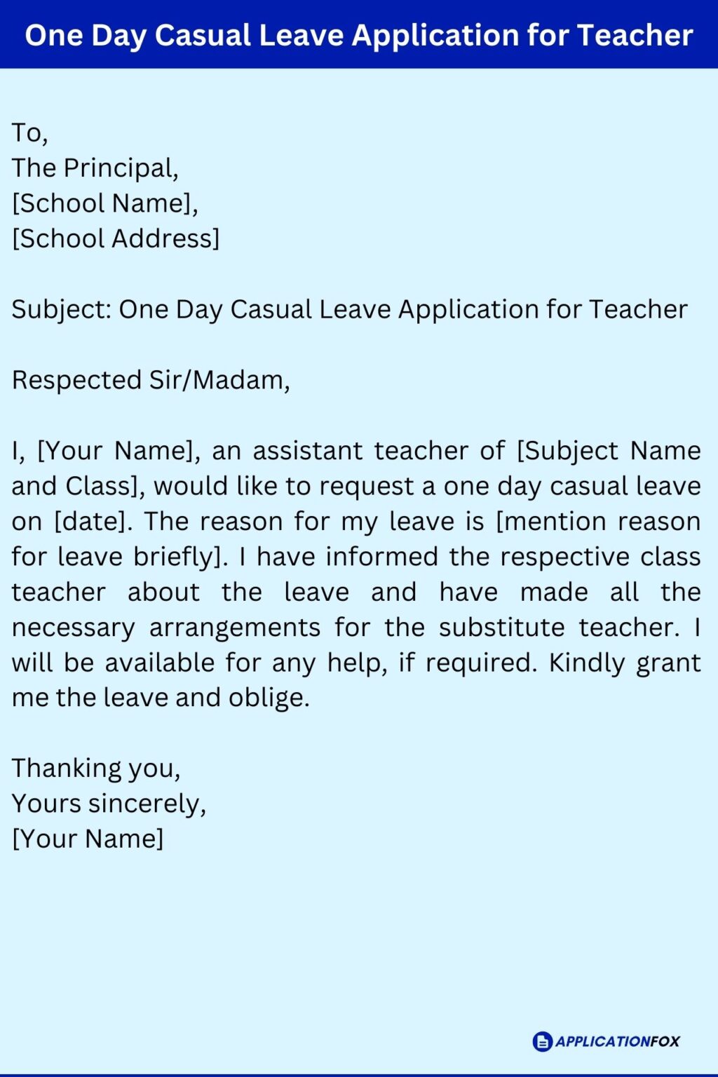 (5+ Samples) One Day Casual Leave Application
