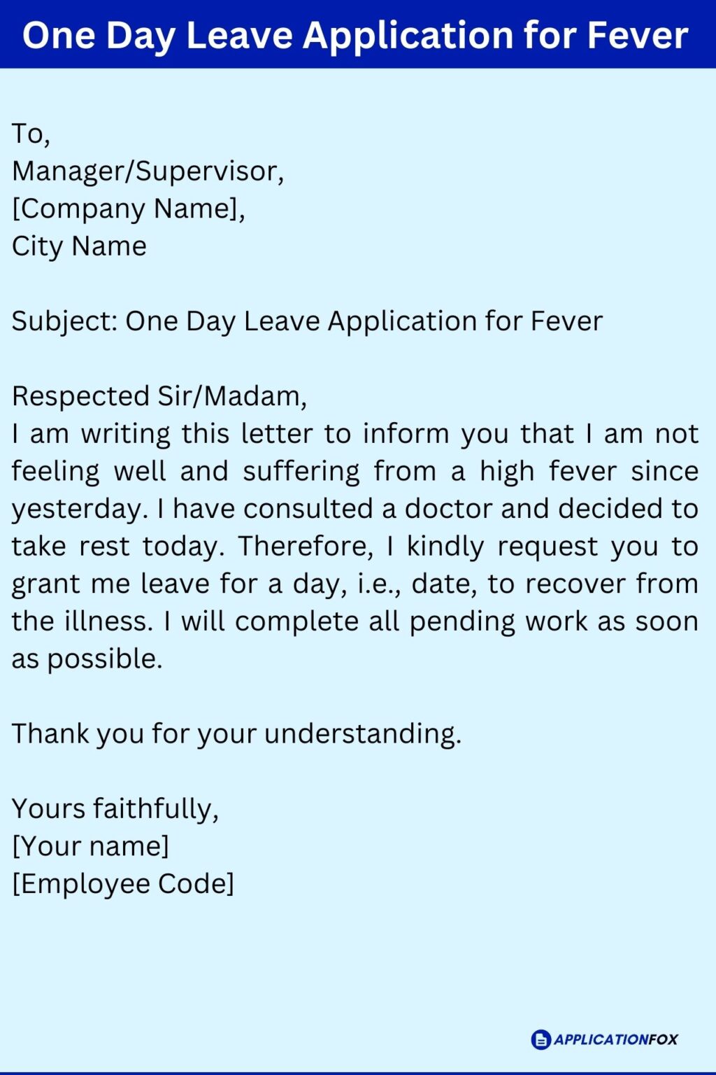 (9 Samples) Leave Application for Fever