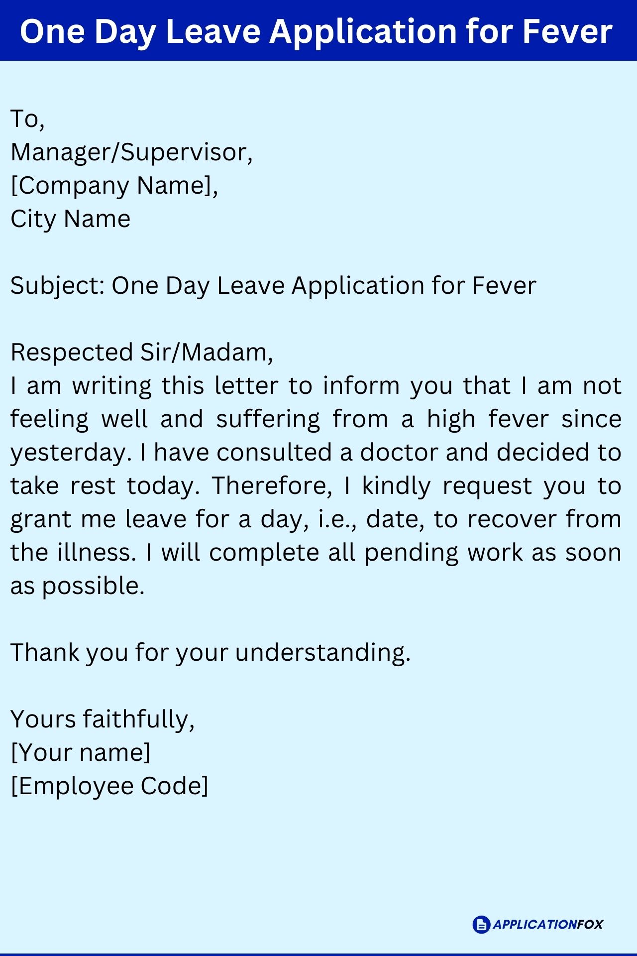 (9 Samples) Leave Application for Fever