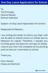 (7+ Samples) One Day Leave Application
