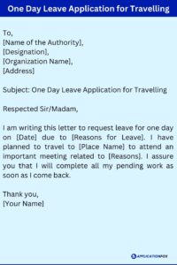 (7+ Samples) One Day Leave Application