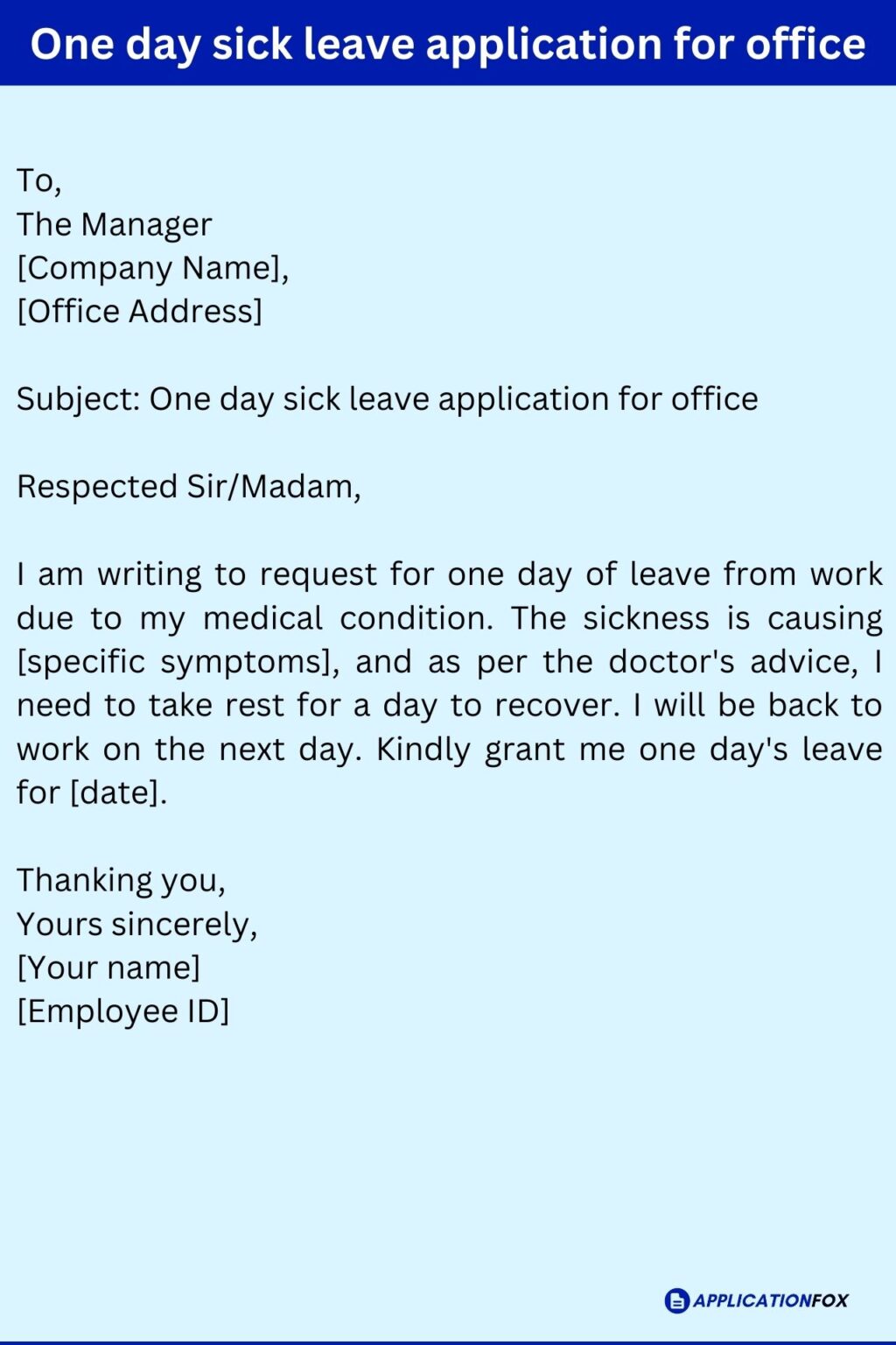 (7+ Samples) Sick Leave Application for Office