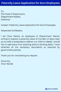 (5+ Samples) Paternity Leave Application