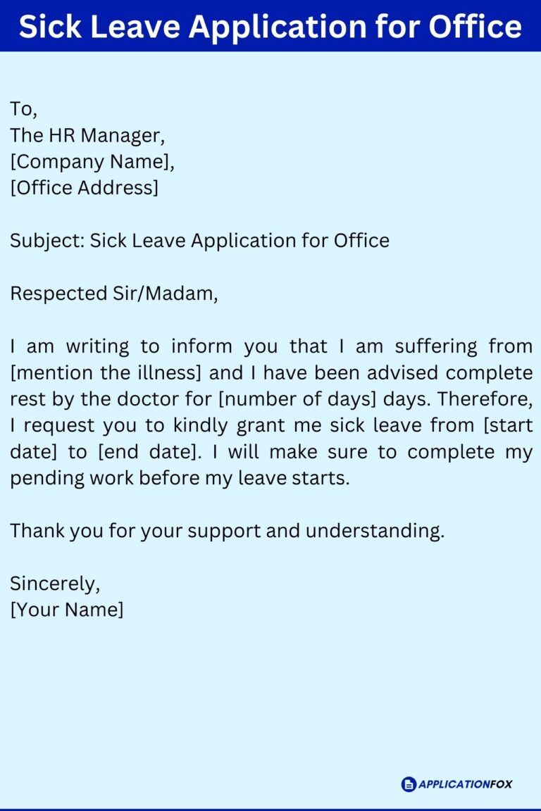 (13 Samples) Leave Application for Office - ApplicationFox