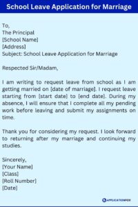 (9 Samples) Leave Application for Marriage