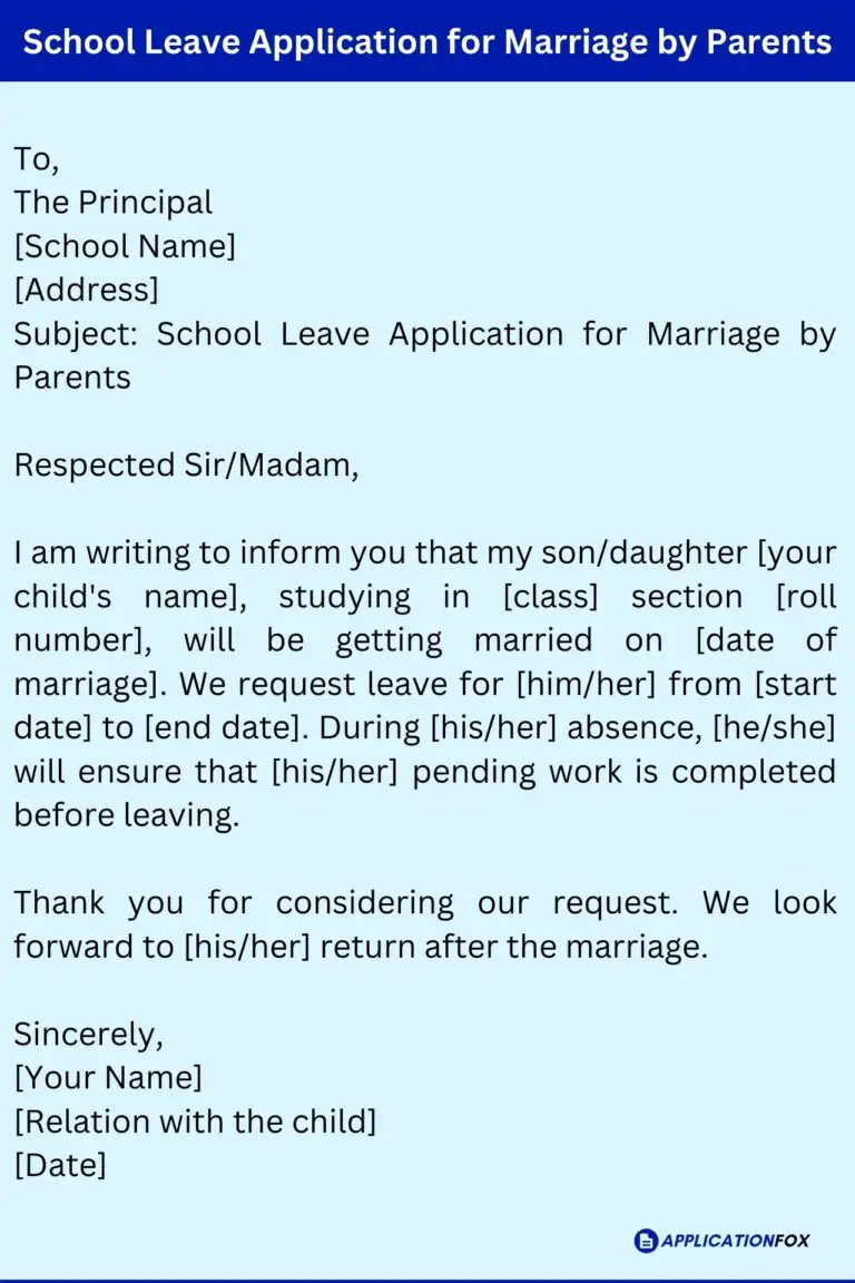 (9 Samples) Leave Application for Marriage