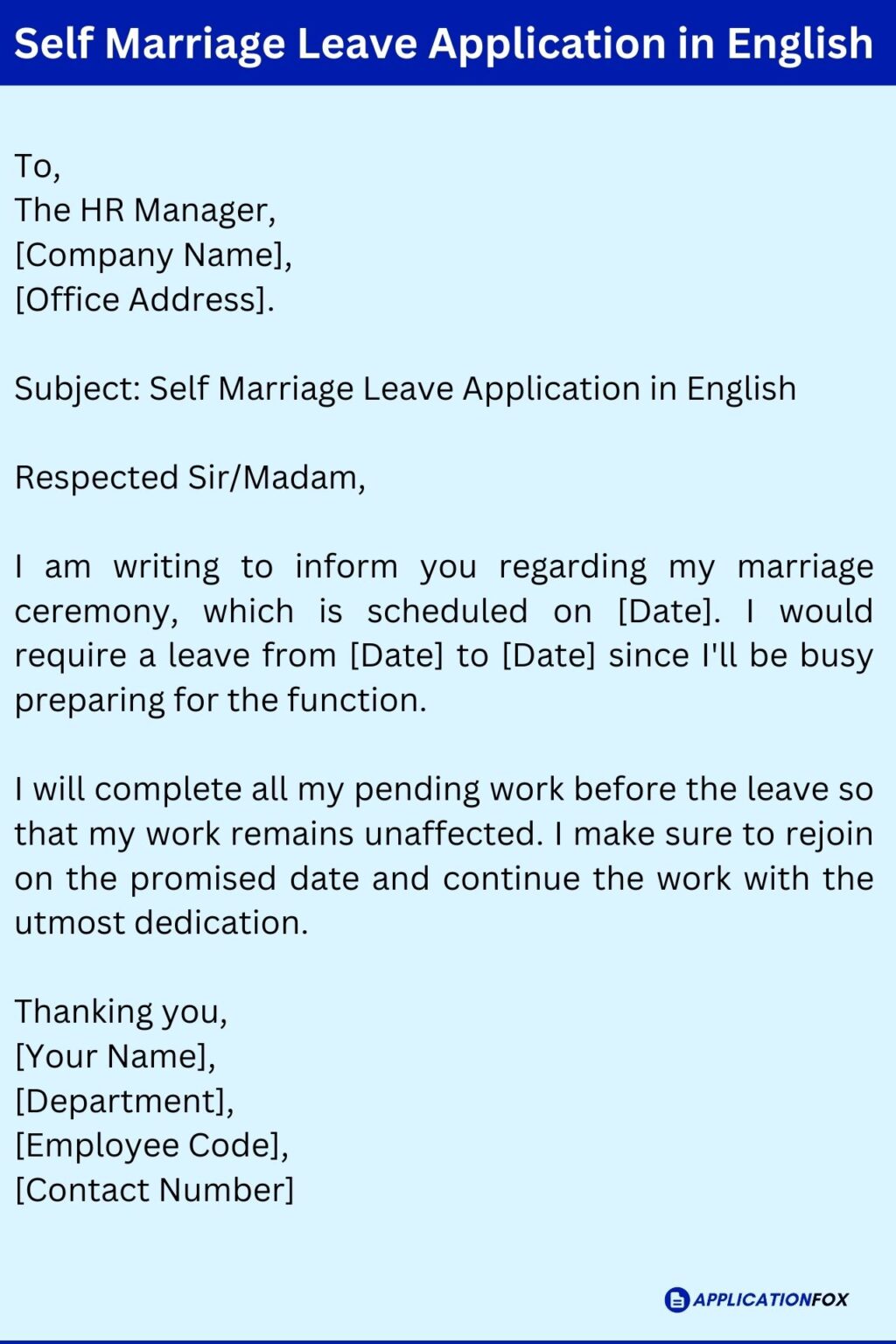 (9 Samples) Marriage Leave Application