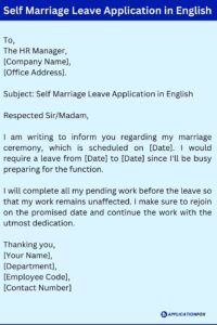 (9 Samples) Marriage Leave Application