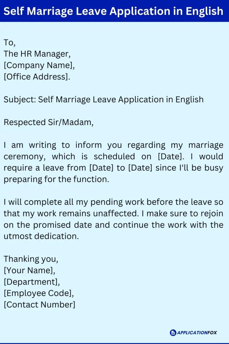 (9 Samples) Marriage Leave Application
