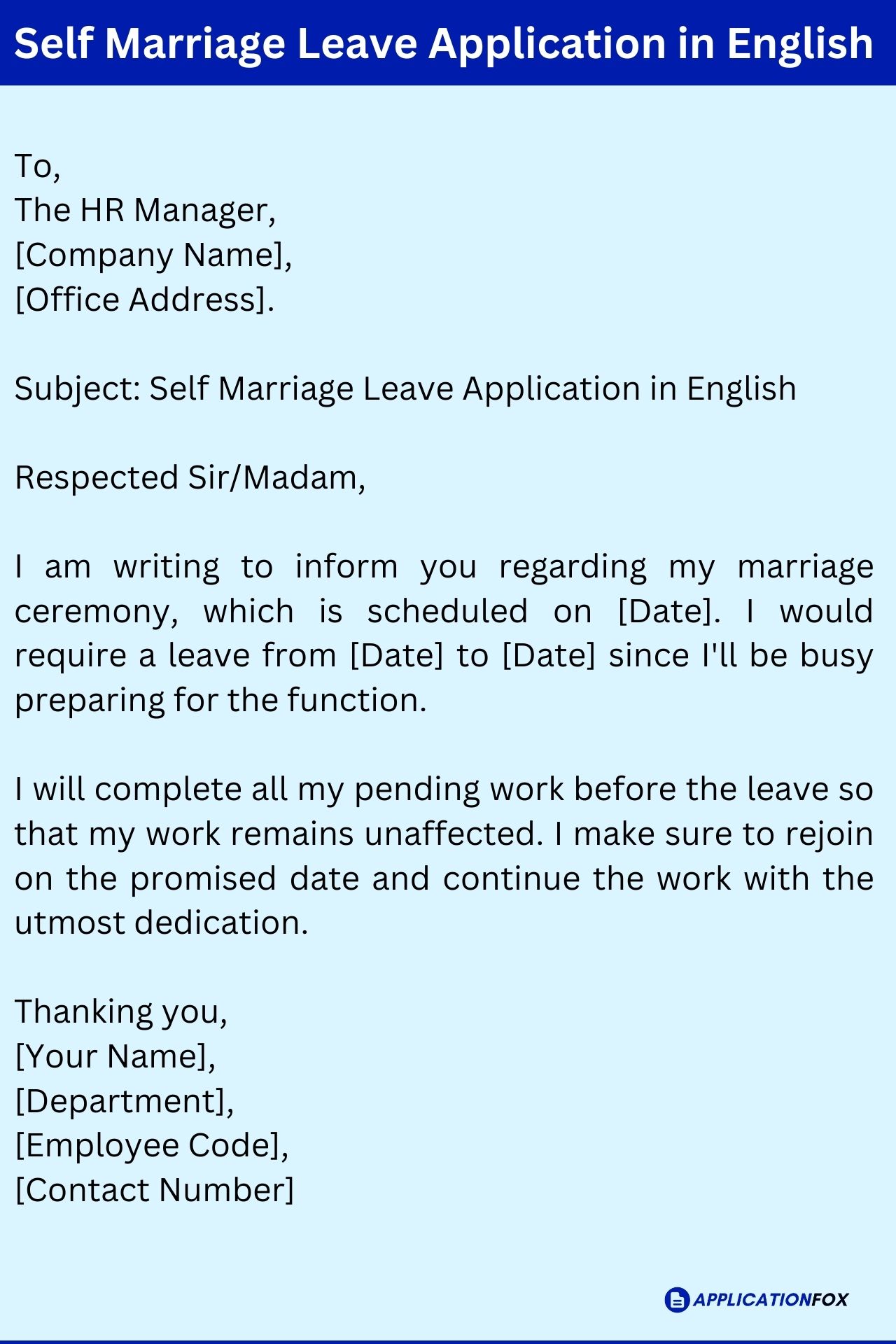 (9 Samples) Marriage Leave Application