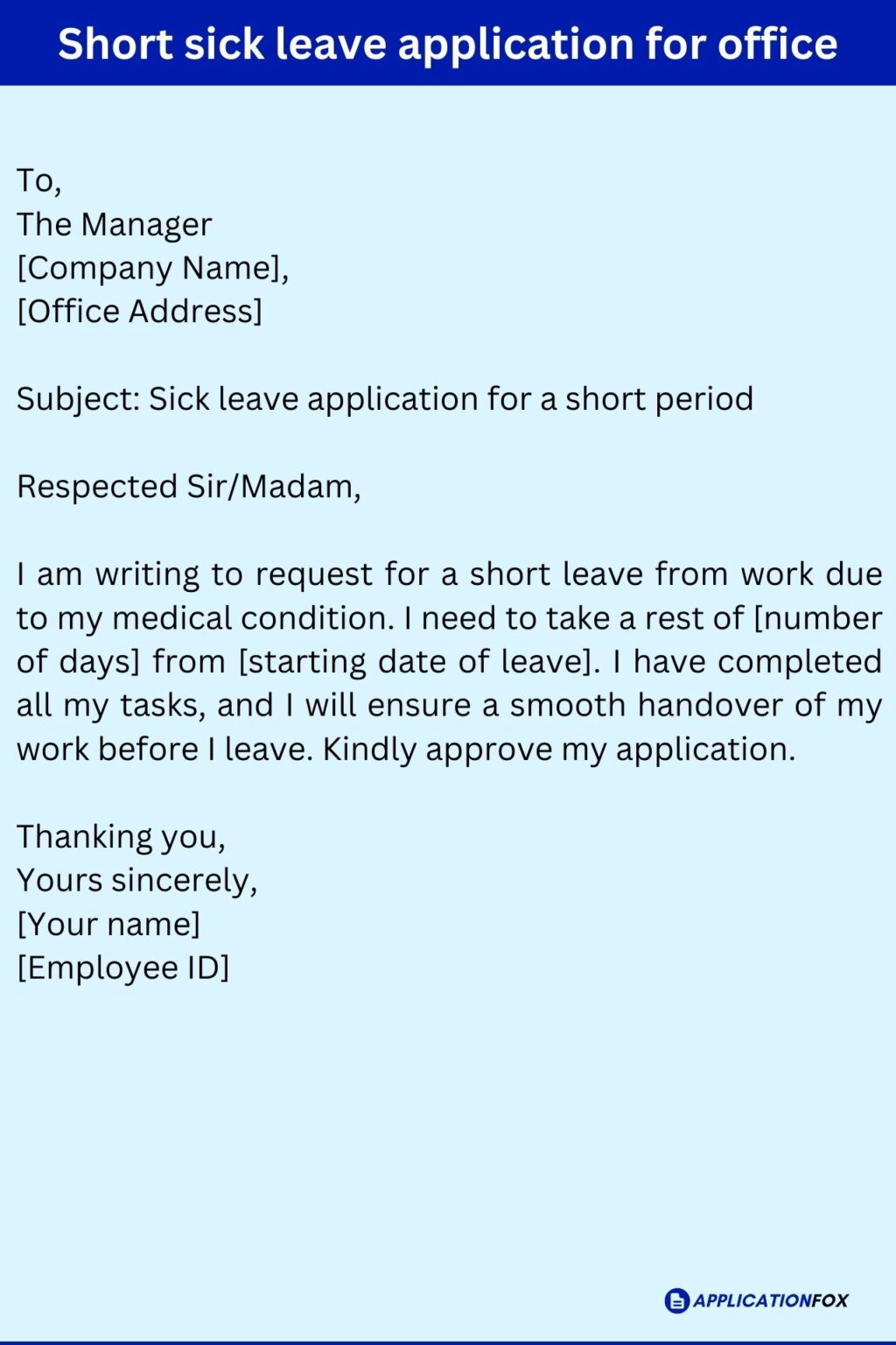 (7+ Samples) Sick Leave Application for Office