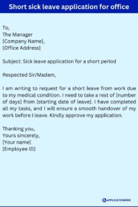 (7+ Samples) Sick Leave Application for Office