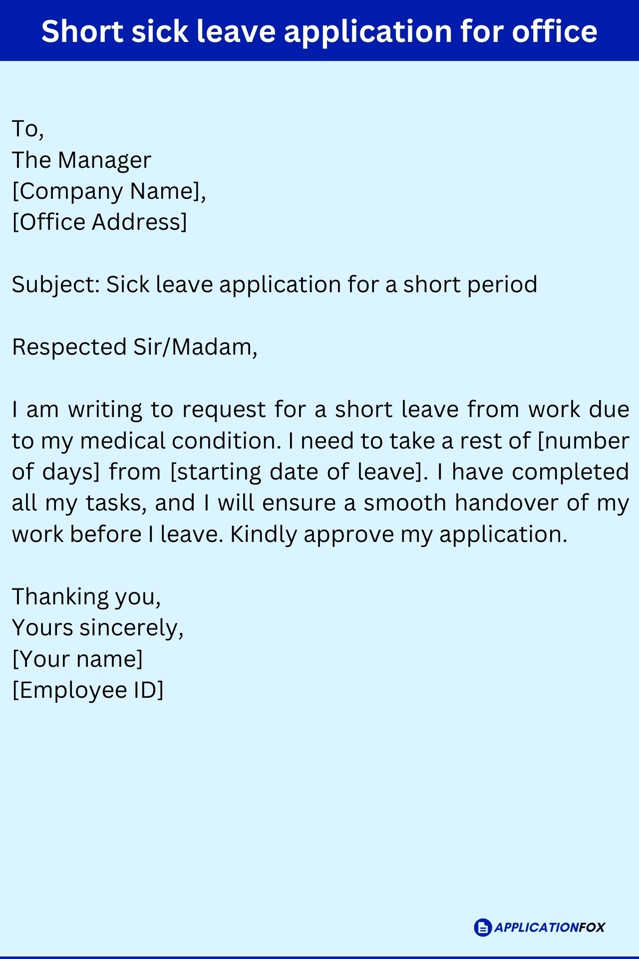 (7+ Samples) Sick Leave Application for Office