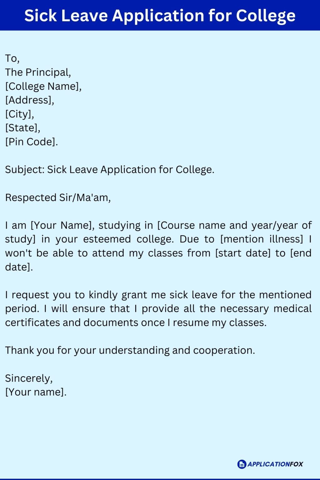 (9 Samples) Leave Application for College