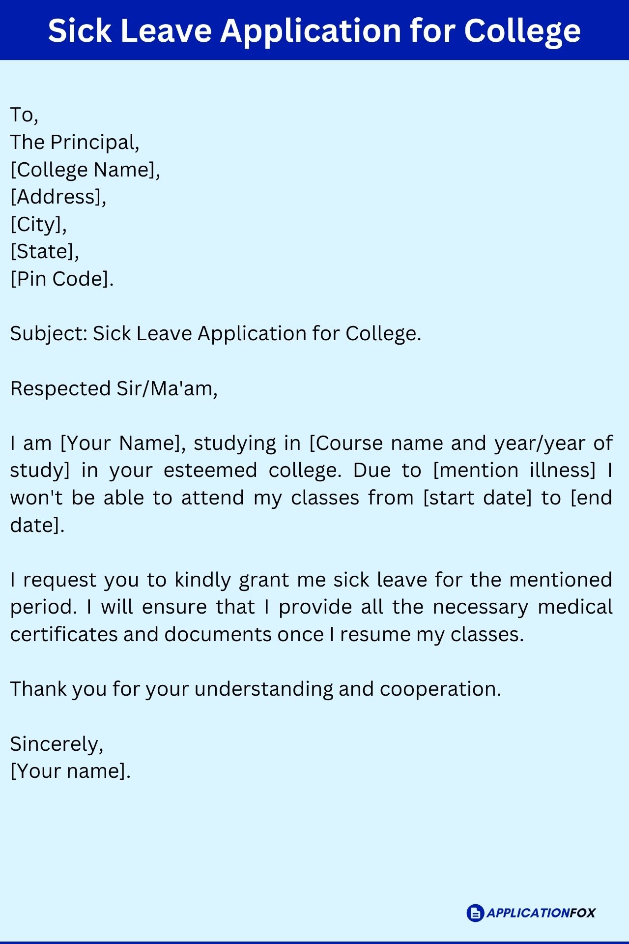 (9 Samples) Leave Application for College