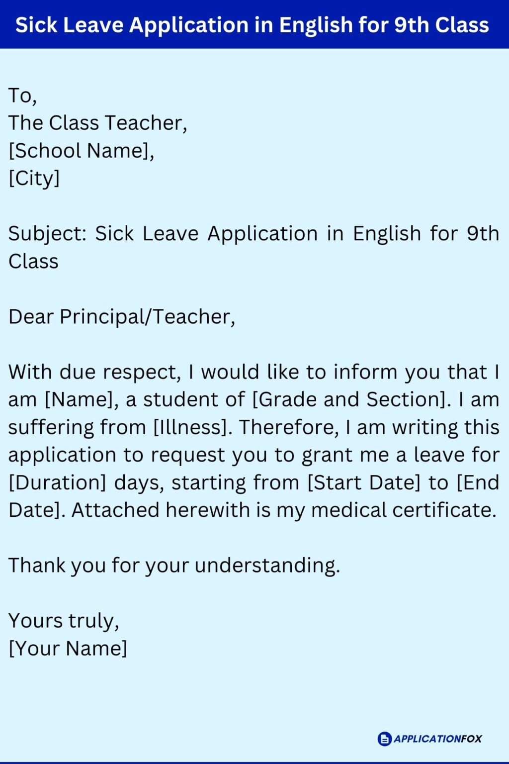 (5+ Samples) Sick leave application in English