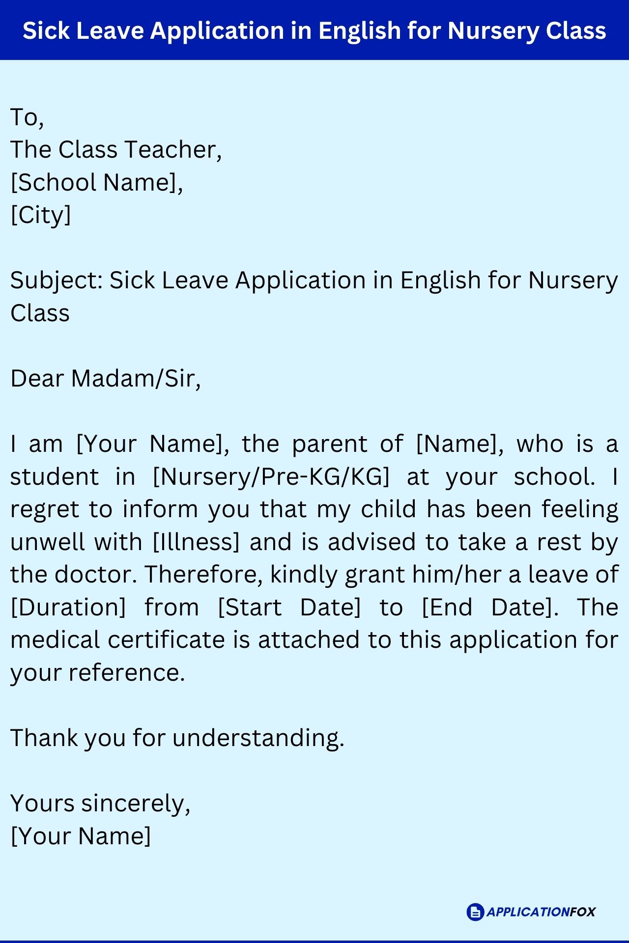 (5+ Samples) Sick leave application in English